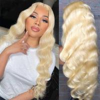 China Light Brown Lace Color Virgin Blonde Highlighted Body Wave Curly Full Lace Front Wig 613 HD 13x6 for Women for sale