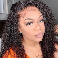 China HD Swiss Lace Front Mongolian Peruvian 13x4 Afro Kinky Curly Human Hair Wig with Baby Hair for sale
