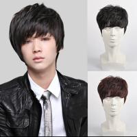 China Soft and Shiny Brazilian Hair Short Cut Full Head Male Black Wigs with Natural Scalp for sale