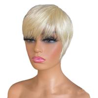 China 250g-450g Glueless Natural Human Hair Pixie Cut Short Bone Straight Wigs for White Women for sale