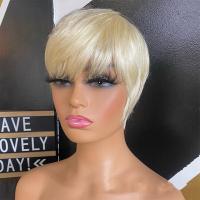 China 250g-450g Glueless Natural Human Hair Pixie Cut Short Bone Straight Wigs for White Women for sale