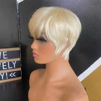 China 250g-450g Glueless Natural Human Hair Pixie Cut Short Bone Straight Wigs for White Women for sale
