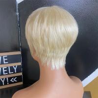 China 250g-450g Glueless Natural Human Hair Pixie Cut Short Bone Straight Wigs for White Women for sale