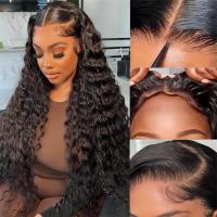 China 30 Inch Water Deep Wave Body Wave 4x4 Hd Transparent Lace Frontal Raw Human Hair Wig For Black Women for sale