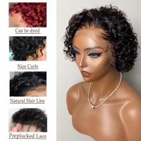 China 8inch Human Hair Wigs 360 Lace Front Pixie Curls Wig for Soft and Shiny Hair for sale