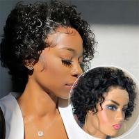 China 8inch Human Hair Wigs 360 Lace Front Pixie Curls Wig for Soft and Shiny Hair for sale