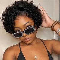 China 8inch Human Hair Wigs 360 Lace Front Pixie Curls Wig for Soft and Shiny Hair for sale