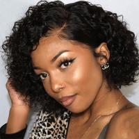 China Top Human Hair Brazilian Pixie Cut Curly Full HD Lace Glueless Side Part Wig for Women for sale