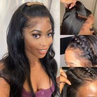 China 250g-450g Original Brazilian Bone Straight 360 Human Hair Wigs For Black Women for sale