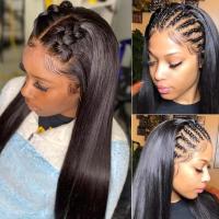 China 250g-450g Original Brazilian Bone Straight 360 Human Hair Wigs For Black Women for sale