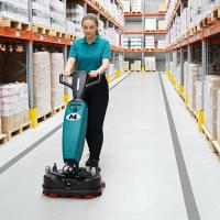 China Dual 250W Motor Mini Floor Scrubber, 200W Suction, Perfect for Machinery Shops and Factories for sale