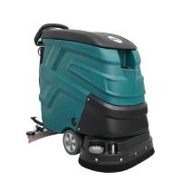 China Double Brush Walk Behind Scrubber Auto floor Tile Cleaner 110V 60L Tank for sale