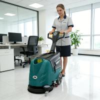 China Walk Behind Floor Scrubber 460mm Cleaning Width 27L Tank Battery Powered Industrial Commercial Floor Cleaner Machine for sale