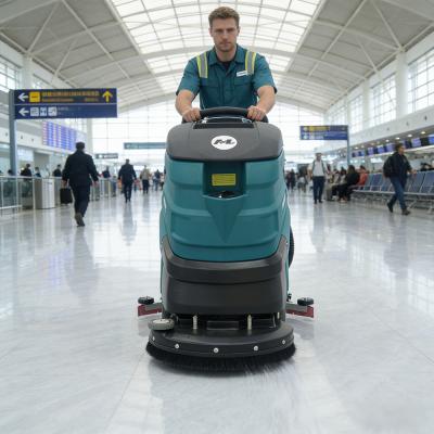 China Professional Industrial Walk Behind Scrubber 16Gal 500W Motor and Large Capacity Tanks for sale