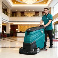 China Industrial Walk Behind Floor Scrubber 60L Solution Tank 65L Recovery Tank Long Life Battery for sale