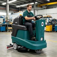 China Industrial Ride-on Floor Scrubber 103AH Battery 350W*2 Brush Motor Retail Restaurant Use for sale