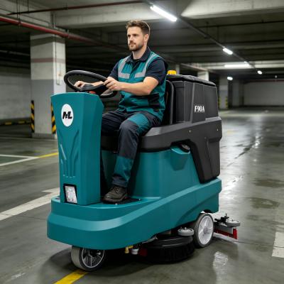 China Dual Brush Ride On Floor Scrubber F90A 350MM Cleaning Width Compact Ride Floor Washer for Supermarket for sale