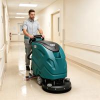China Lithium Battery Walk Behind Floor Scrubber Industrial Floor Washer Low Noise Hard Surface Cleaning Equipment for sale