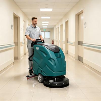 China CE Approved Walk Behind Industrial Floor Scrubber Machine High Cleaning Rate Floor Washer for Large Area Sites for sale