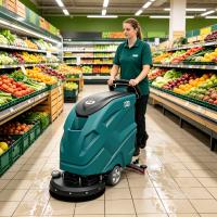 China Heavy Duty Walk‑Behind Industrial Floor Scrubber Battery Powered Floor Cleaning Equipment for Factory Workshop for sale
