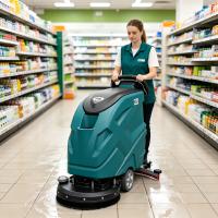 China Maintenance‑Free Battery Walk‑Behind Floor Scrubber Dryer Automatic Floor Cleaning Machine for Warehouse Workshop for sale