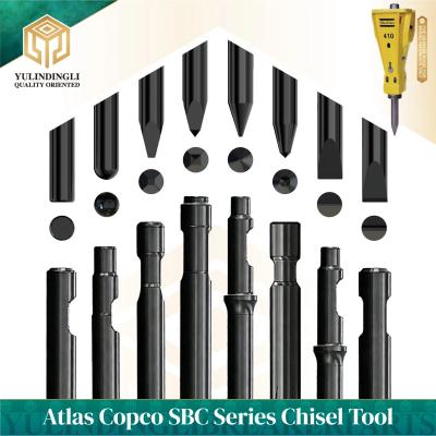 China Heat Treated Hydraulic ATLAS COPCO Breaker Parts Chisel For Rock Building Demolition for sale