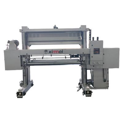 China Long Rigid Rectangle Foam Horizontal Splitting Machine Reciprocate Cutting Motion On Rail With Auto Pressure Roller And Winding for sale