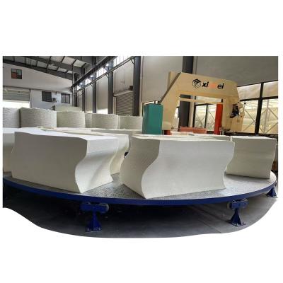 China Carousel Continuous Rotation Round Anti-slip Worktable For One-time Cutting Five Foam Blocks Horizontal Splitting PU Cutting Machine With Air Suction for sale