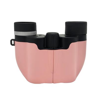 China Pink Color Mini Kids Play Binoculars 8x21 Toy Telescope Gift With Carrying Bag for sale