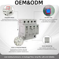 China Surge Voltage Arrester 3 Phase 220V 385V 40kA 80kA Home Lightning Surge Protection for sale
