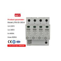 China Surge Voltage Arrester 3 Phase 220V 385V 40kA 80kA Home Lightning Surge Protection for sale