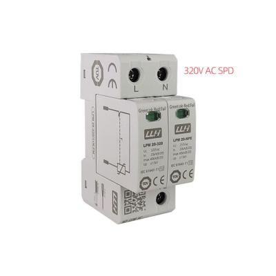 China Single Phase T2 SPD Whole House Power Surge Protector CE TUV 2P 320V 20KA 40KA for sale