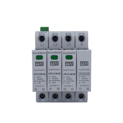 China Whole House Lightning Protection T1 T2 SPD Three Phase 280V 12.5kA 30kA 50kA DIN Rail Mount for sale