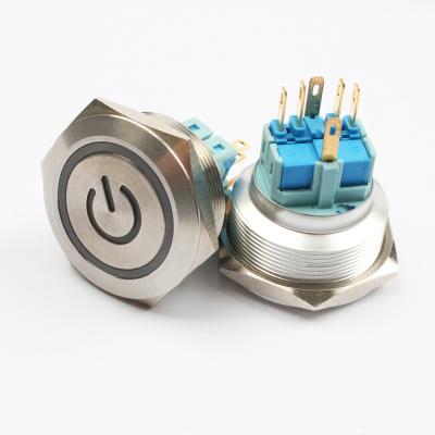 China Power On Off Metal Push Button Switches 30mm Illuminated Ring Type LED for sale