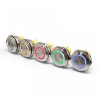 China 28mm Illuminated Metal Push Button Switches Round 500V Ring Type LED for sale