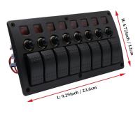 China On Off Aluminium Rocker Switch Panel Waterproof 8 Gang 3 Pin Circuit Breaker Overload Protection for sale