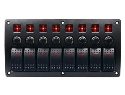 China On Off Aluminium Rocker Switch Panel Waterproof 8 Gang 3 Pin Circuit Breaker Overload Protection for sale