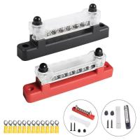 China 2pcs 6 Way 150A Terminal Bus Bar Ground Distribution Block Panel for sale
