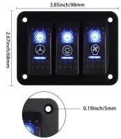 China DC 12V 24V Blue LED Backlit 3 Gang Aluminum 5 Pin ON Off Toggle Rocker Switch Panel for sale