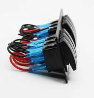 China Color Voltmeter 6 Gang DC12V 24V Led On Off 5 PIN Rocker Switch Panel For Caravan Automotive Marine for sale