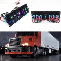 China Color Voltmeter 6 Gang DC12V 24V Led On Off 5 PIN Rocker Switch Panel For Caravan Automotive Marine for sale