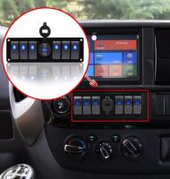 China Color Voltmeter 6 Gang DC12V 24V Led On Off 5 PIN Rocker Switch Panel For Caravan Automotive Marine for sale