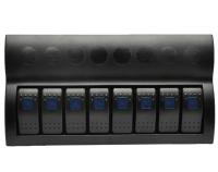 China Marine Boat Splashproof Switch Panel 8 Gang With Led Indicator Rocker Auto Fuses for sale