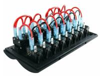 China Marine Boat Splashproof Switch Panel 8 Gang With Led Indicator Rocker Auto Fuses for sale