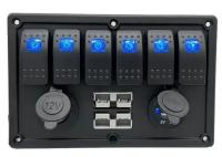 China 12V 8 Way Gang Rocker Switch Panel With W/ 50A Dual Anderson Plugs Accessory Power Socket & Dual USB for sale