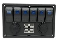 China 12V 8 Way Gang Rocker Switch Panel With W/ 50A Dual Anderson Plugs Accessory Power Socket & Dual USB for sale