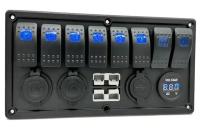 China 12V 8 Way Gang Rocker Switch Panel With W/ 50A Dual Anderson Plugs Accessory Power Socket & Dual USB for sale