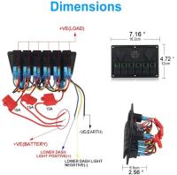 China Waterproof Marine Boat Rocker Switch Panel 6 Gang With Dual USB Socket 3.1A Volt Meter Blue LED Light for sale