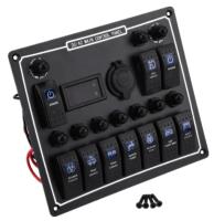 China 10 Gang Switch Panel USB Fast Dual Charger Socket Panel With Light Multi Function Boat Switch Panel Marine Power System for sale