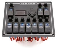 China 10 Gang Switch Panel USB Fast Dual Charger Socket Panel With Light Multi Function Boat Switch Panel Marine Power System for sale